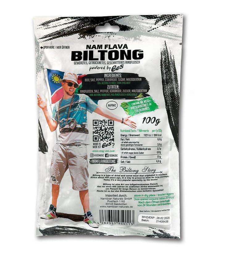 Nam Flava - Original Biltong from Namibia - 1 kg (10x100g) Dried Beef ...