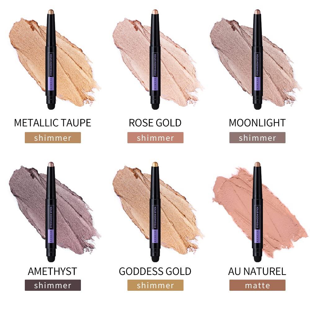 KIMUSE 6 PCS Metallic Eyeshadow Stick Set - Brown & Neutral Cream ...