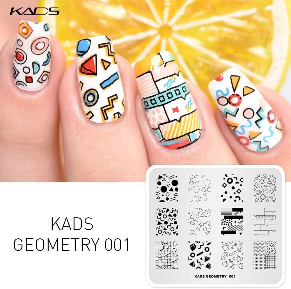 KADS 5pcs Nail Stamp Plates Set - Unique Irregular Geometry Patterns ...
