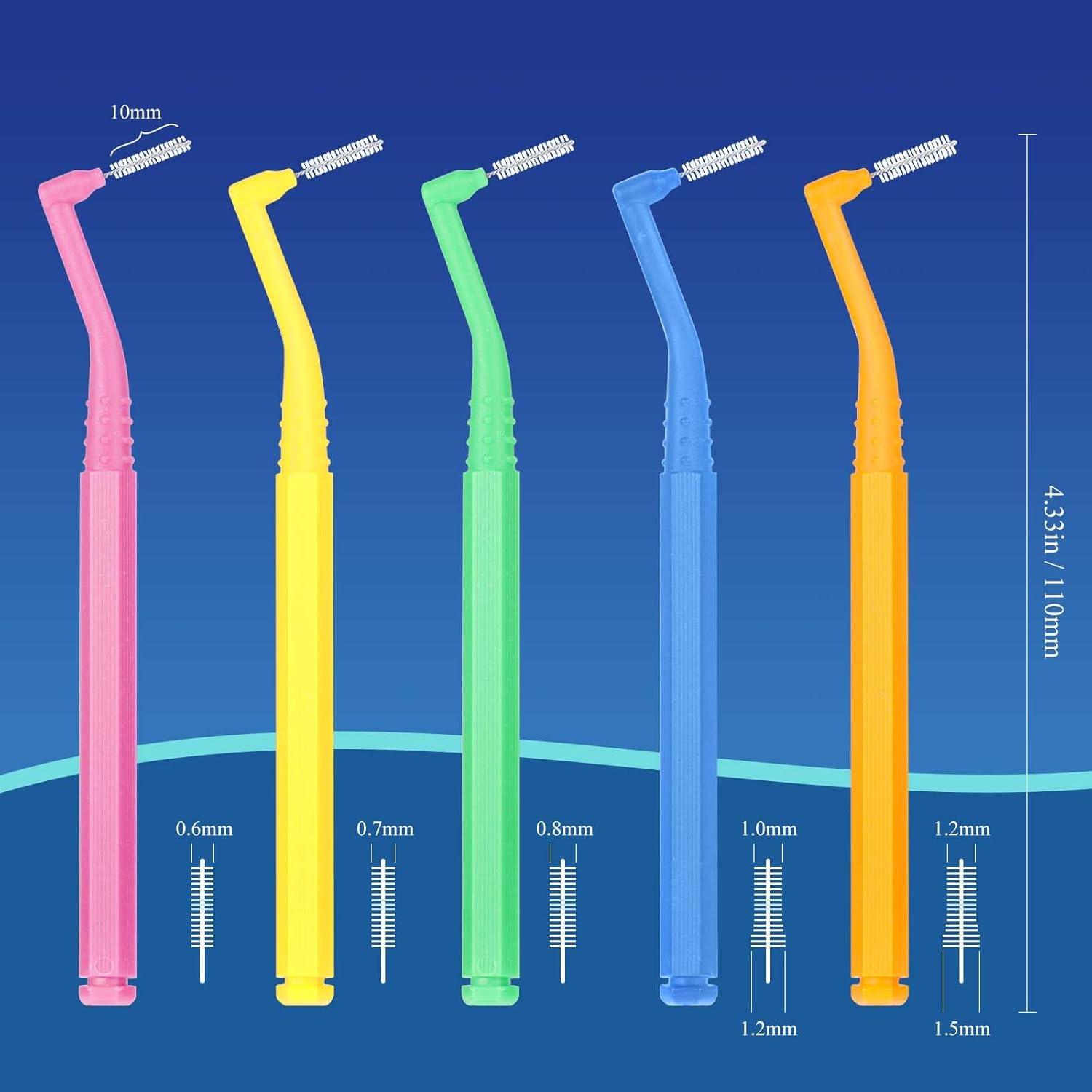 50 Colored Interdental Brushes - 5 Sizes (0.66-1.55mm) | Soft Mini ...