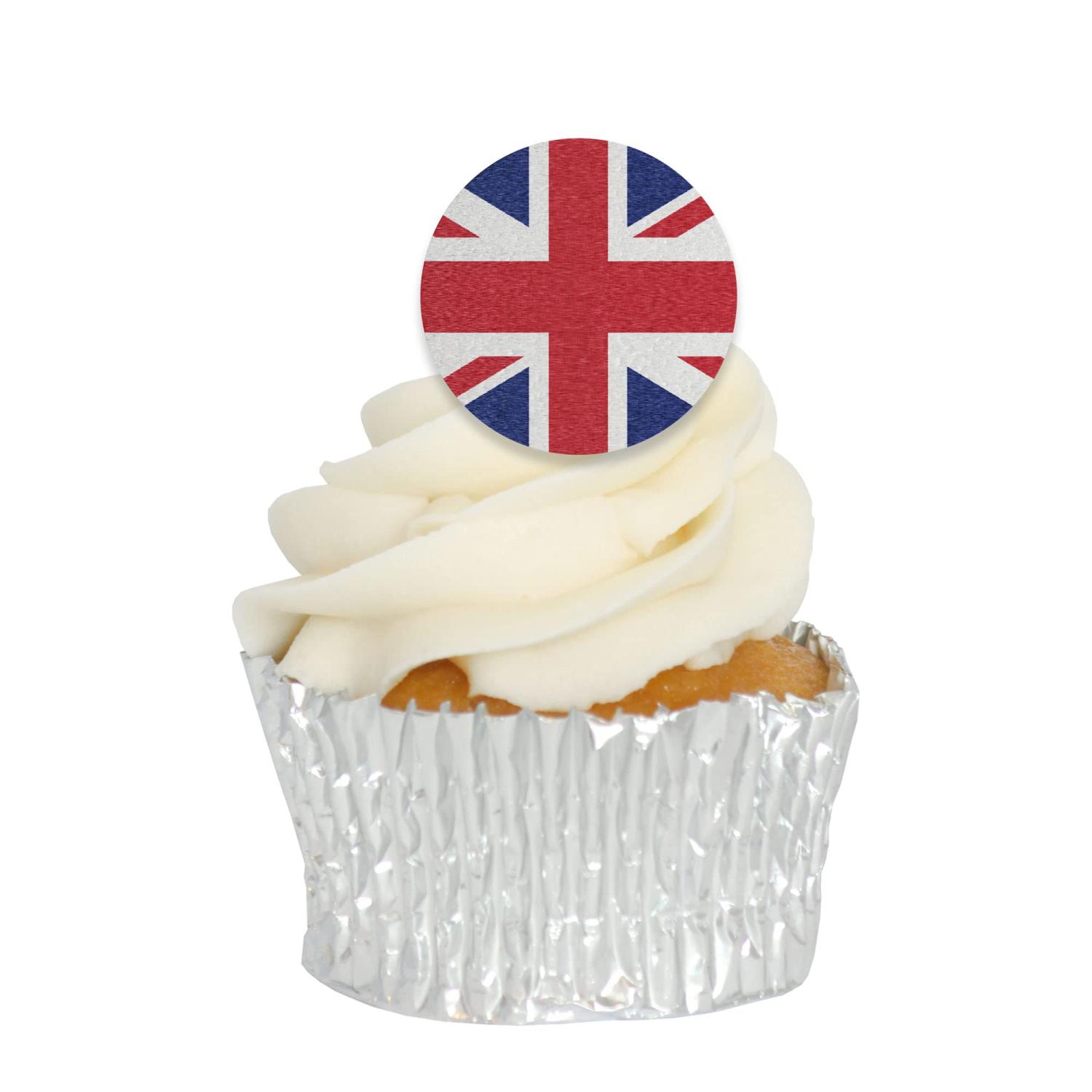 Edible Wafer Union Jack Pre-Cut Cupcake Toppers - 24pc | Buy Now with ...