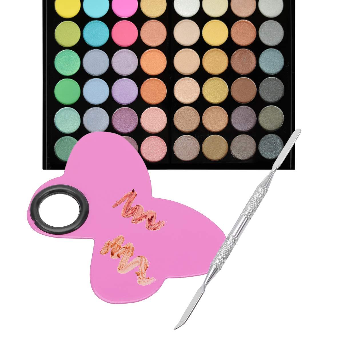 LEORX Butterfly Stainless Steel Makeup Plate with Spatula Tool - Pink ...