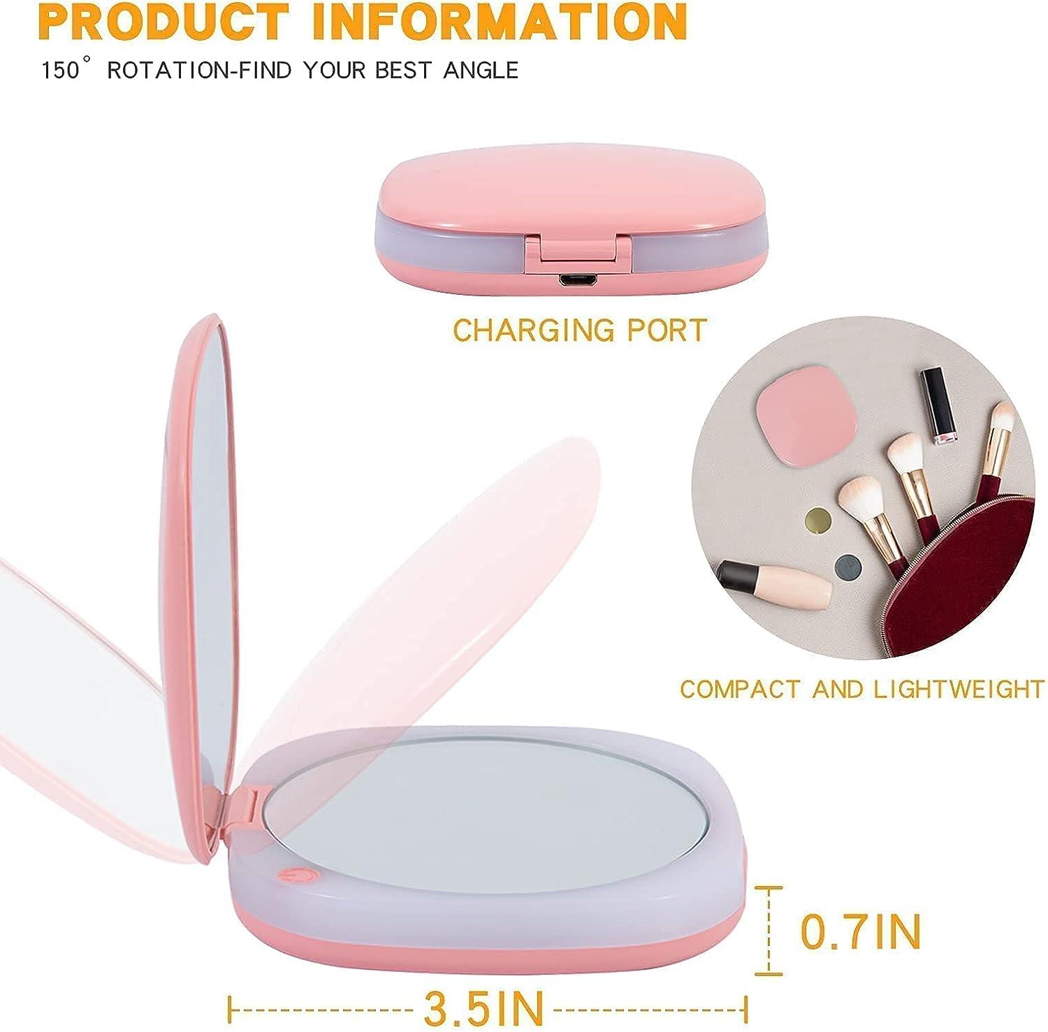 BERRYUP Compact LED Travel Makeup Mirror 1X/10X Magnification ...