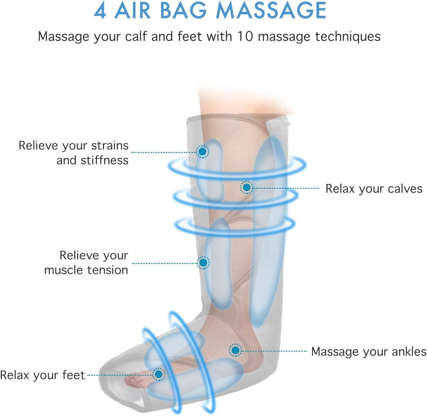 CINCOM Leg Massager for Foot Calf - Air Compression Wraps with Handheld ...