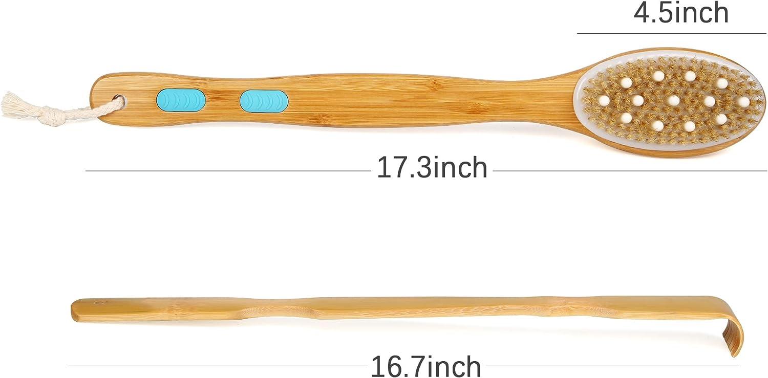 Body Shower Brush and Back Scratcher Set - Exfoliating Skin with Soft ...
