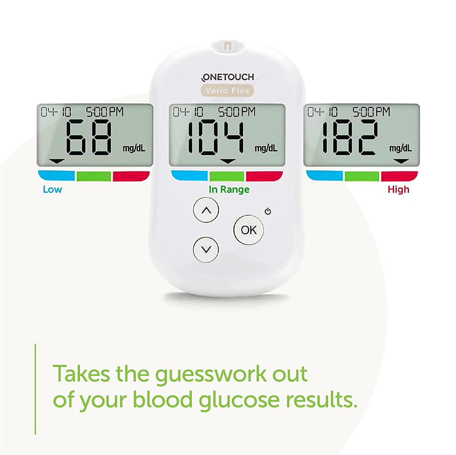 OneTouch Verio Flex Blood Glucose Meter Kit with Lancing Device ...