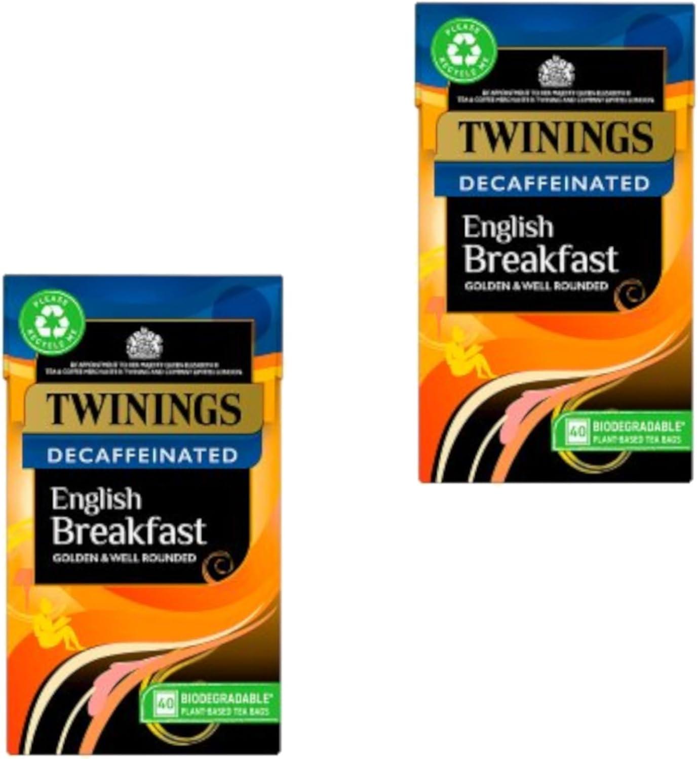 Traditional English Tea 4 Pack Decaffeinated Bundle - Contains 2 x Twinings English Breakfast ...