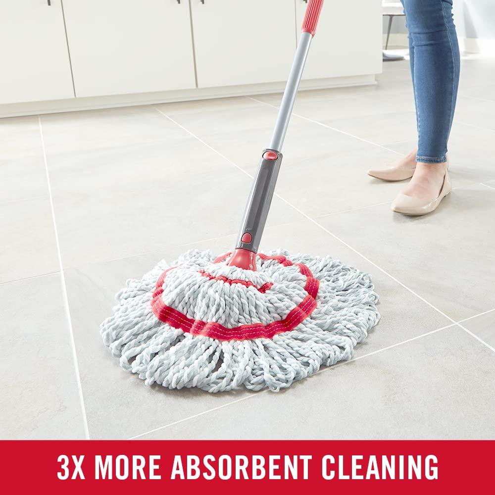 Rubbermaid Microfiber Twist Mop Kit | Red with 2 Refills | Built-in ...