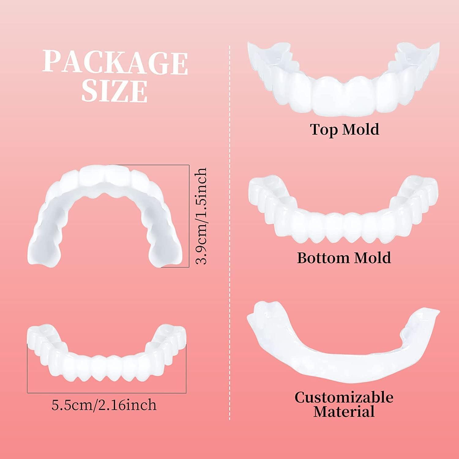 Fake Teeth, 2 PCS Veneers Dentures Socket for Women and Men, Dental ...