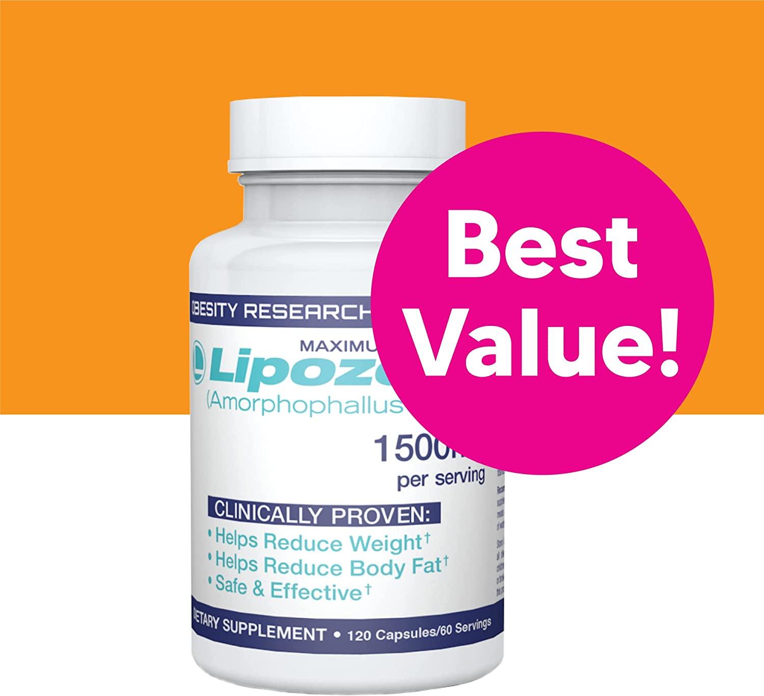 Lipozene Mega Bottle - 120 Capsules - Appetite Suppressant - 120 Count ...