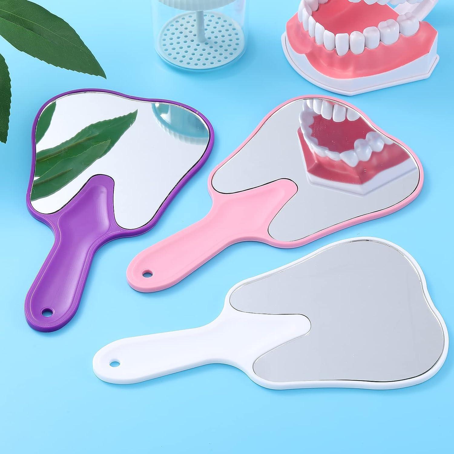 6 Pieces Tooth Shaped Handheld Mirrors with Handle Makeup Small Face ...