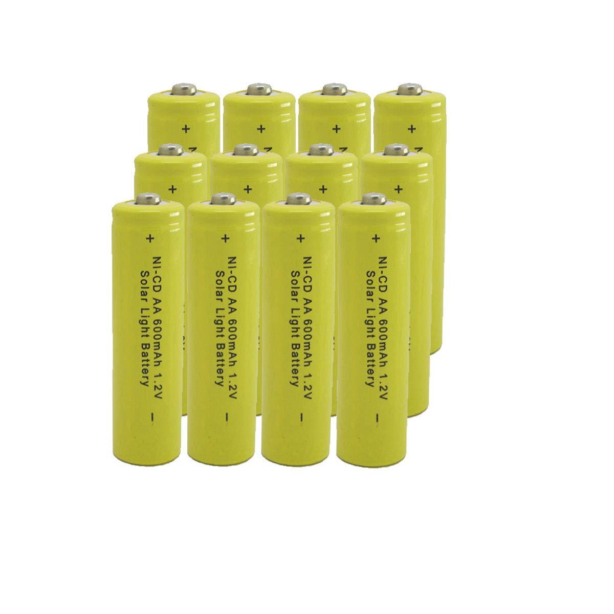 Buy Solar Light AA Ni-CD 600mAh Rechargeable Batteries - 12 Pack for ...