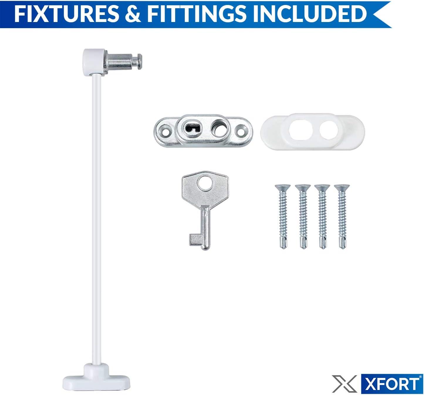 XFORT White Lockable Window Restrictor with Key 20cm Cable Length ...