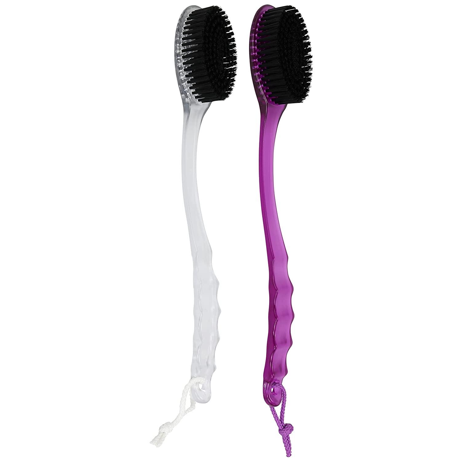 Iconikal Long-Handled Back Bath Brush Scrubber with Charcoal Infused ...