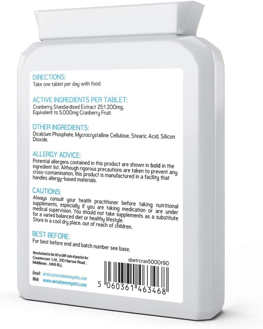 Cranberry 5000mg Tablets - Natural High Strength Extract for Urinary ...