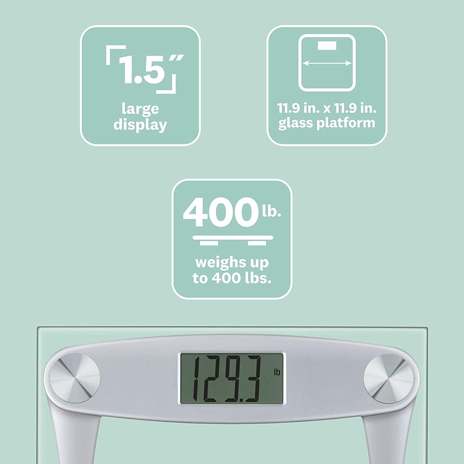Conair WW Digital Glass Bathroom Scale - 400 Lbs Capacity, Silver Frame ...