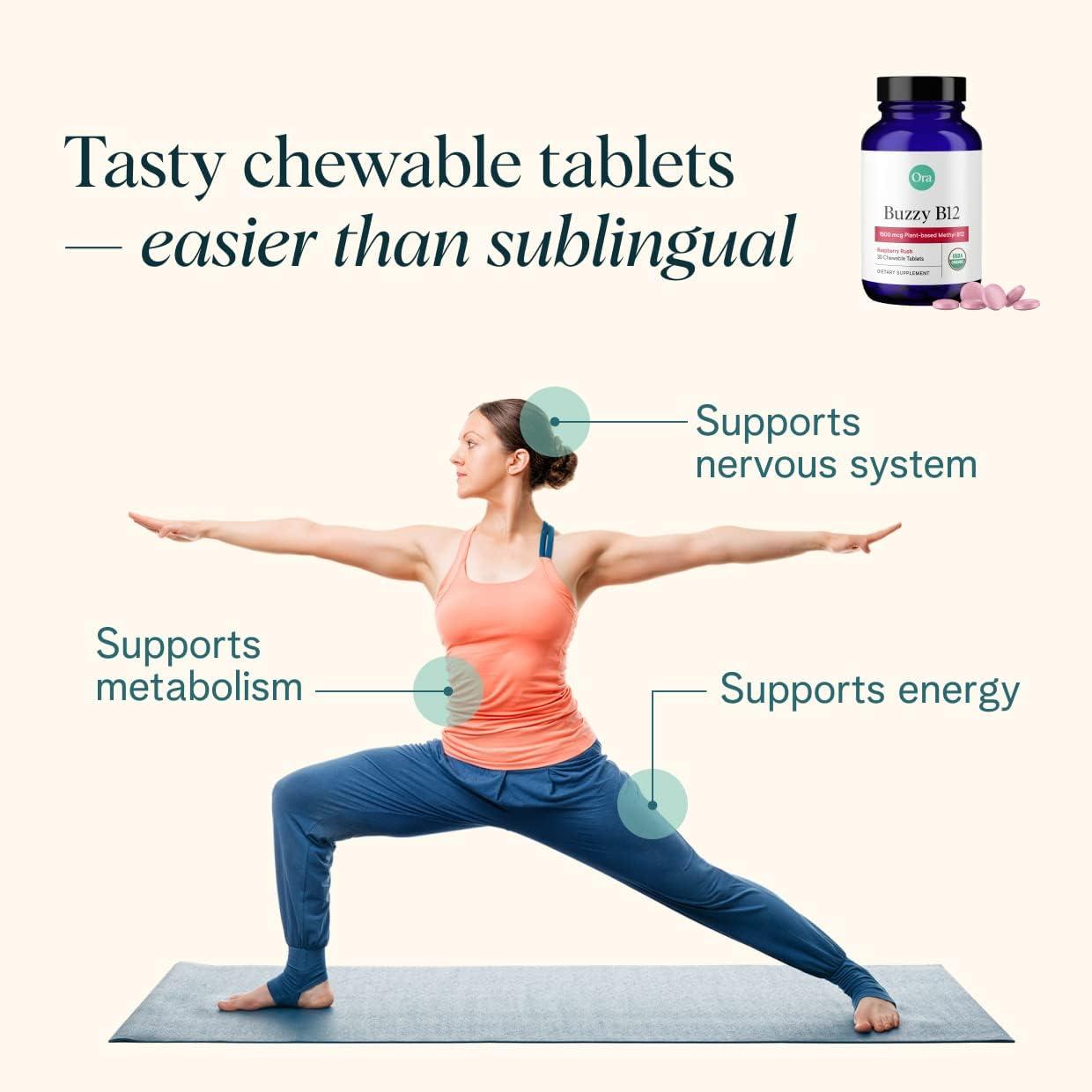 Ora Organic Vitamin B12 1500mcg - Plant-Based Methylcobalamin Energy ...