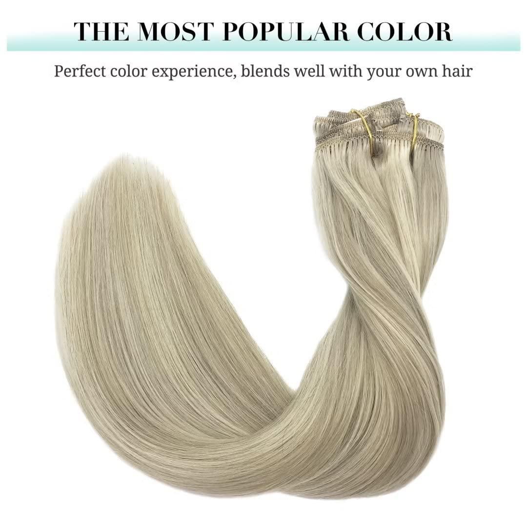 Doores Clip In Extensions - Real Hair 40cm (16 Inch) Ashblond ...
