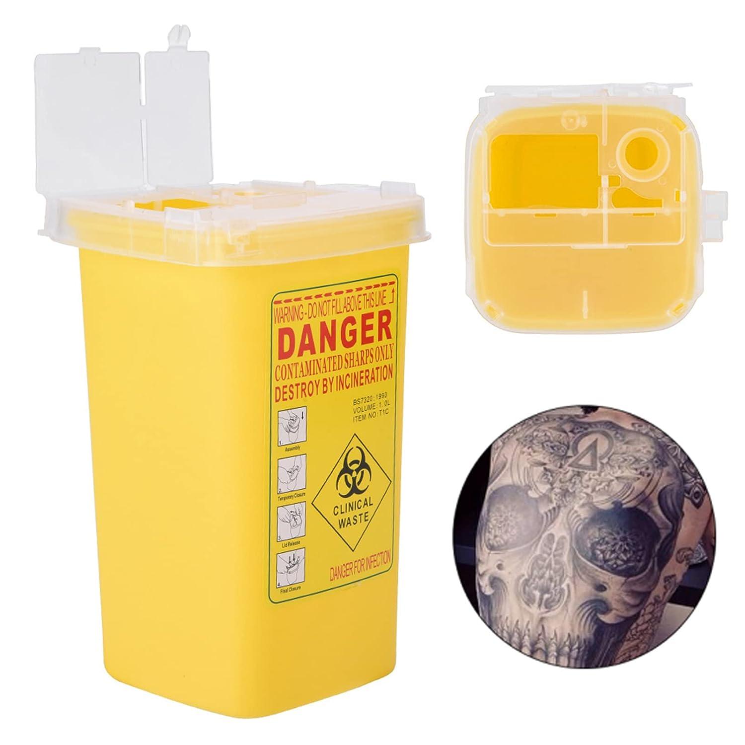 1L Sharps Container for Needles Tattoo Plastic Biohazard Needle ...