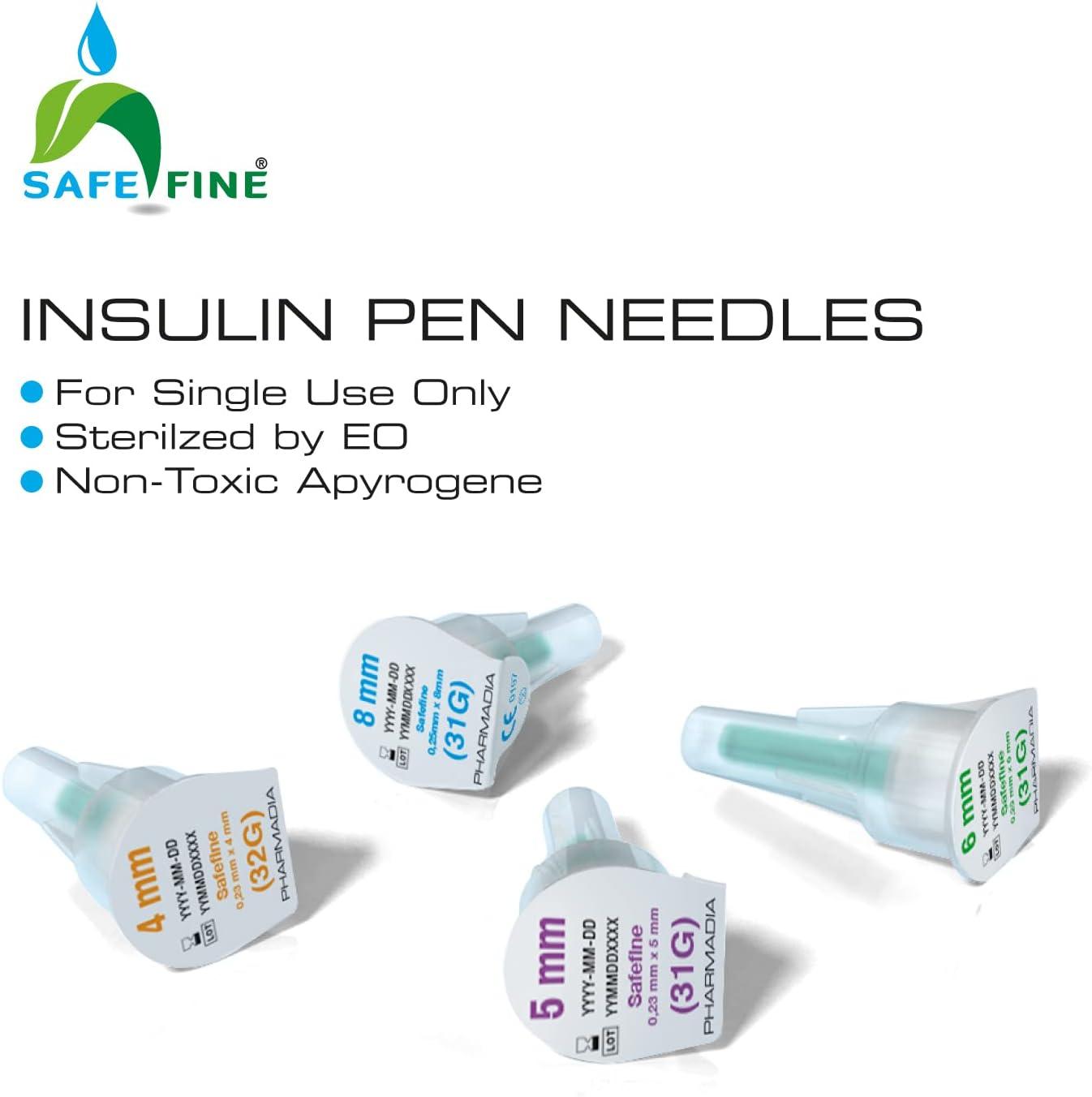 Safe Fine Insulin Pen Needles 5mm 31G - Painless Injection - 100 Pcs/Box