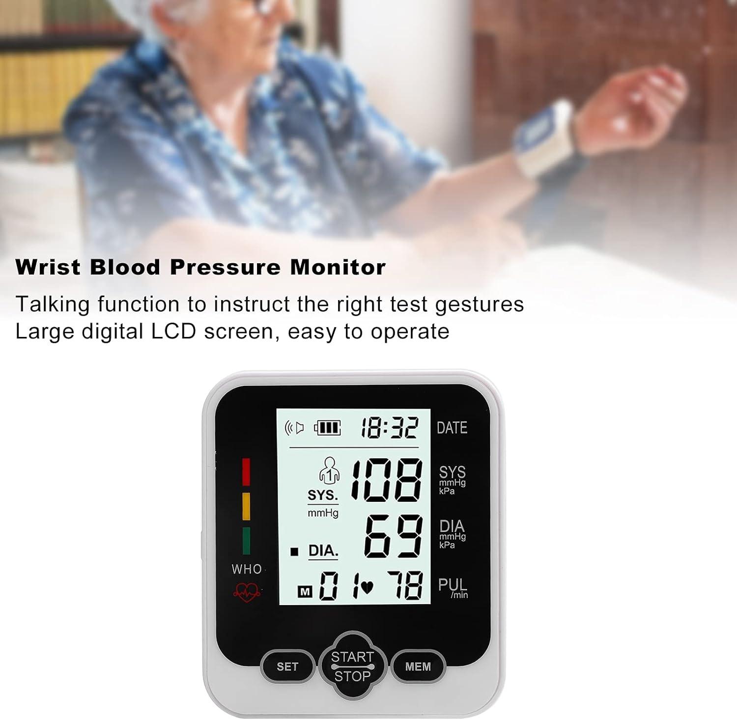 Automatic Voice Broadcast Wrist Blood Pressure Monitor - LCD Screen ...