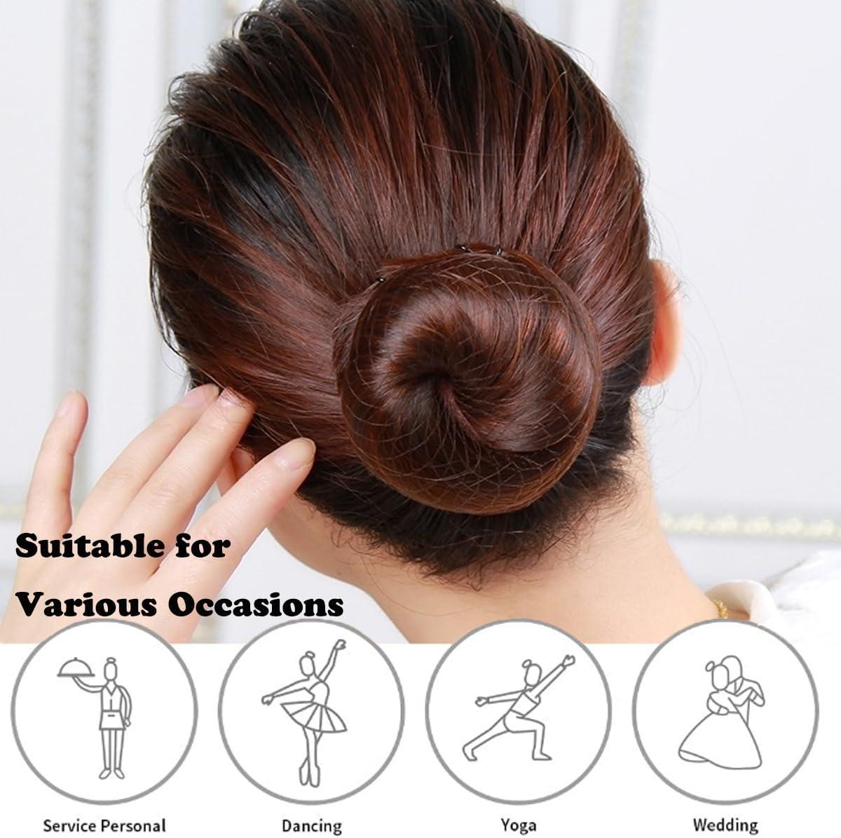 Brown Hair Nets for Buns Set - 80pcs Invisible Hair Bun Net with Hair ...