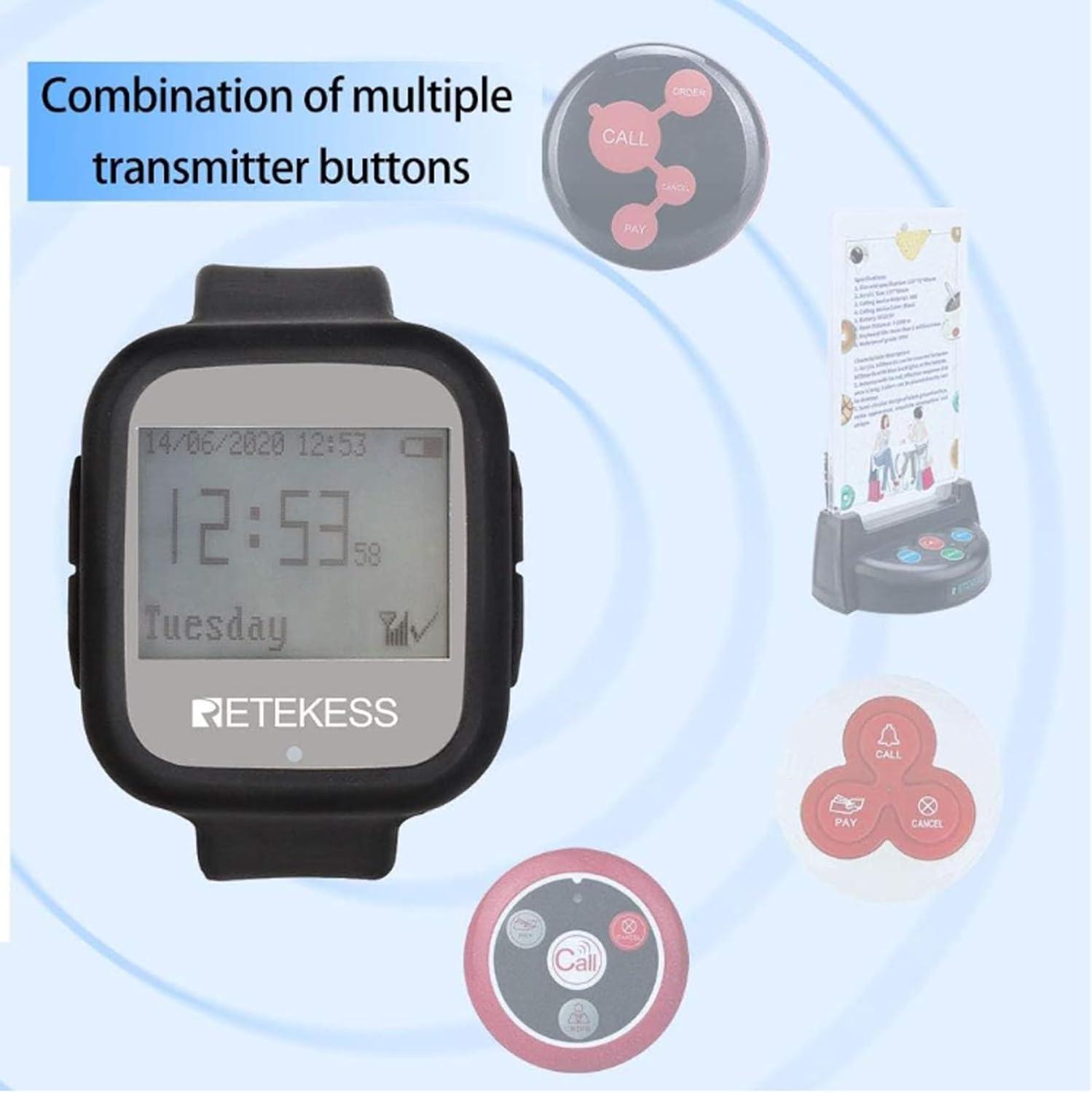 Retekess TD106 Waterproof Watch Receiver for Restaurant Paging System ...