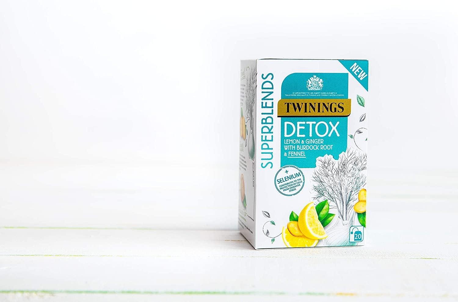 Twinings Superblends Detox - Lemon Ginger & Burdock Root Herbal Tea ...