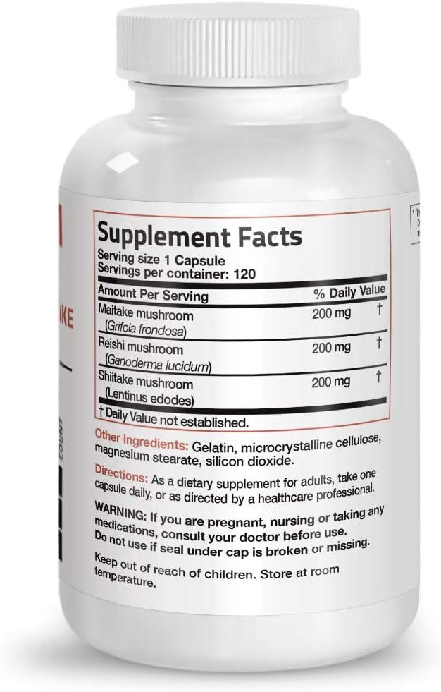 Triple Mushroom Complex - Maitake, Reishi, Shiitake - 600mg Capsules ...