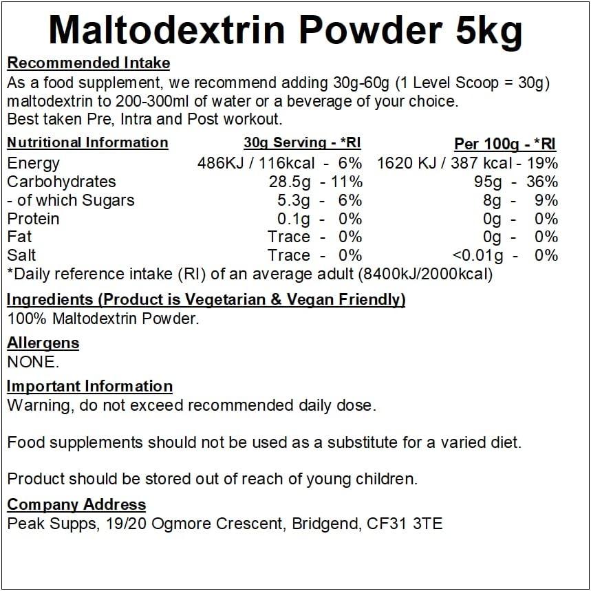 Maltodextrin Powder 5kg - Fast Release Carbohydrate Supplement | Buy ...