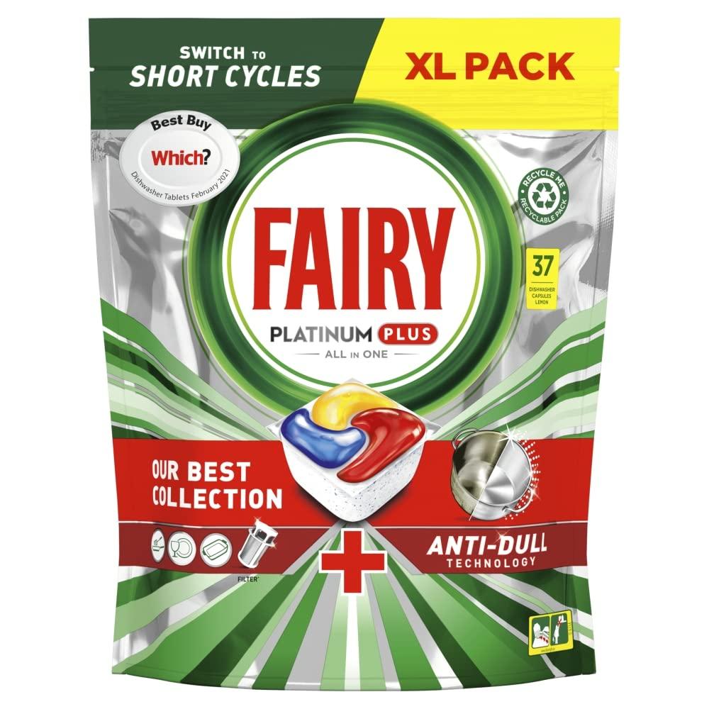 Fairy Platinum Plus All In One Dishwasher Tablets Lemon 37 Tablets ...