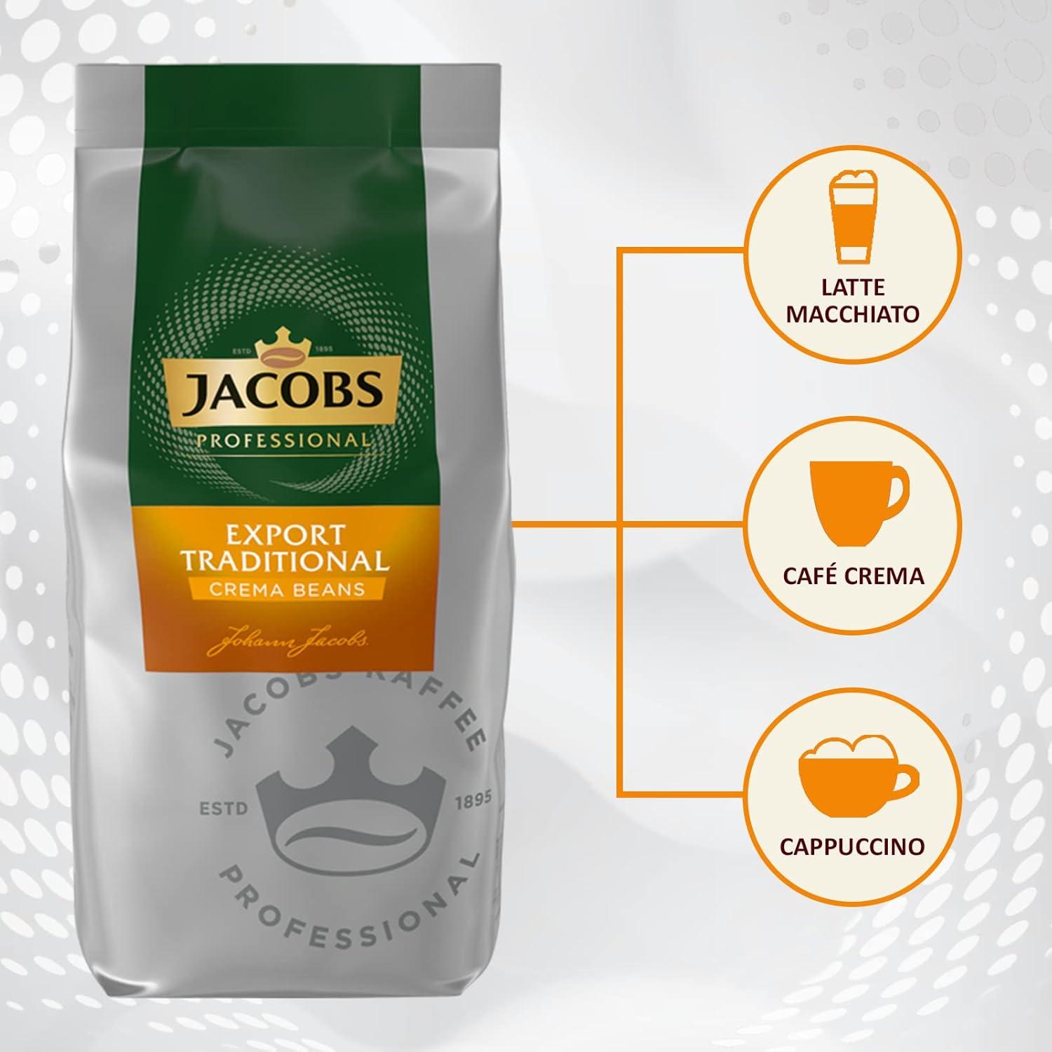 Jacobs Professional Export Traditional Crema Beans - 1kg Arabica ...