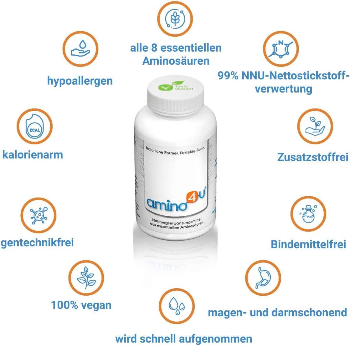 Amino4u Amino Acids Complex - 8 Essential Aminos (EAA & BCAA) - Vegan ...