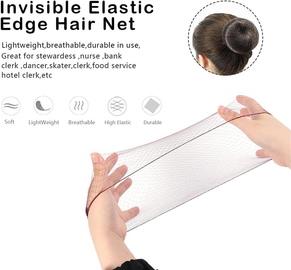 Invisible Hair Nets and U Shaped Hair Pins Set - 50 Elastic Edge Mesh ...