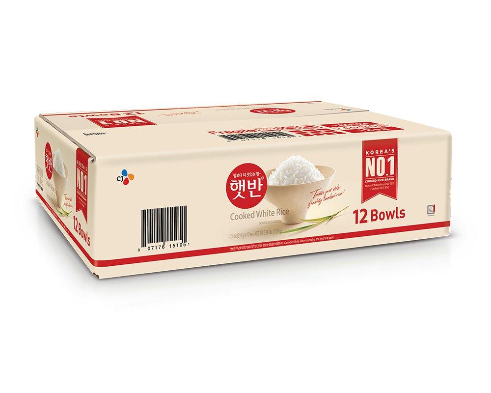 CJ Instant Rice Cooked White Hetbahn 7.4 oz 12 Bowls, Gluten-Free ...
