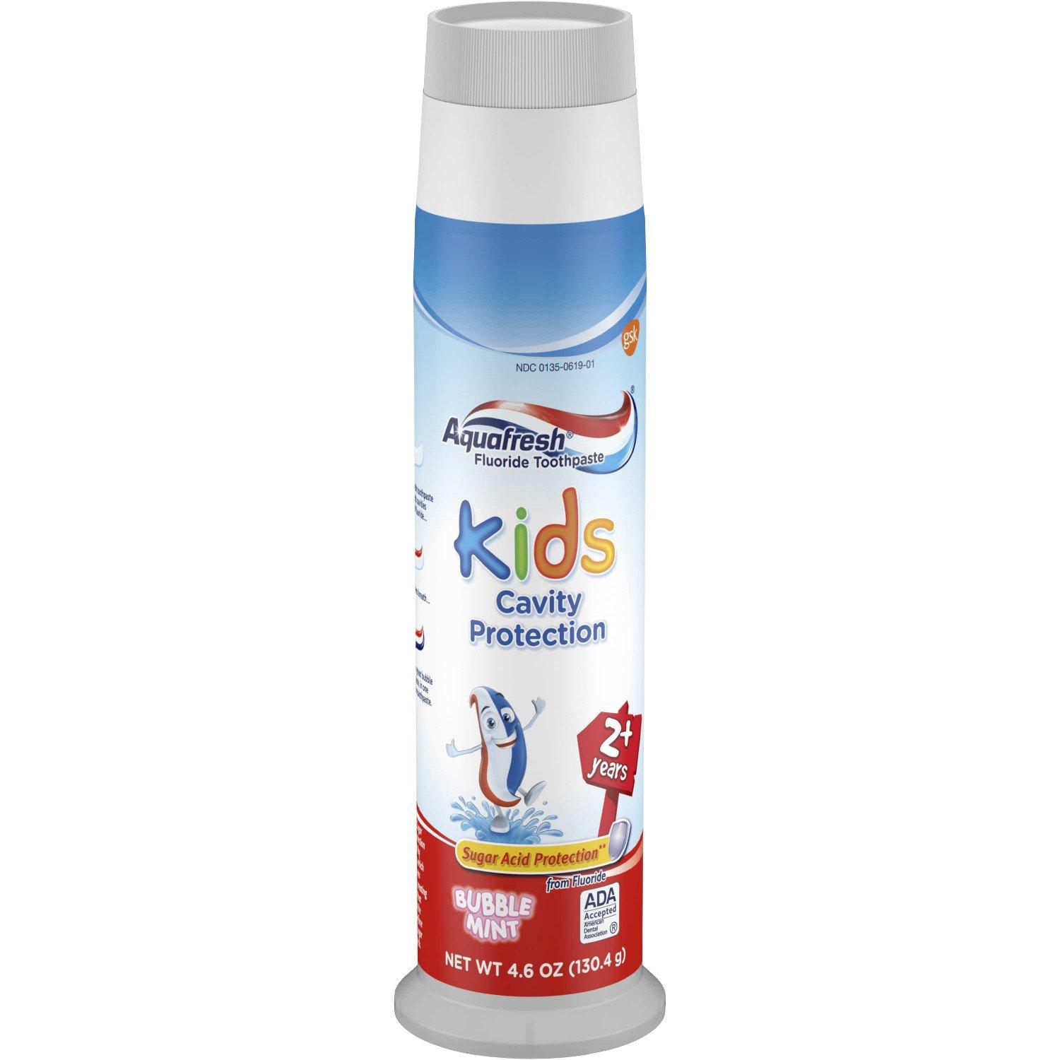 Aquafresh Kids Pump Cavity Protection Toothpaste - Bubble Mint Fluoride ...