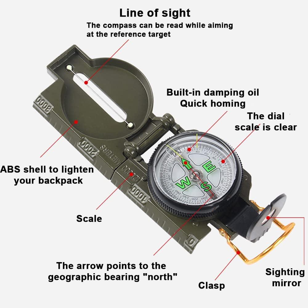 Military Lensatic Sighting Compass Military Compass for Hiking Camping ...
