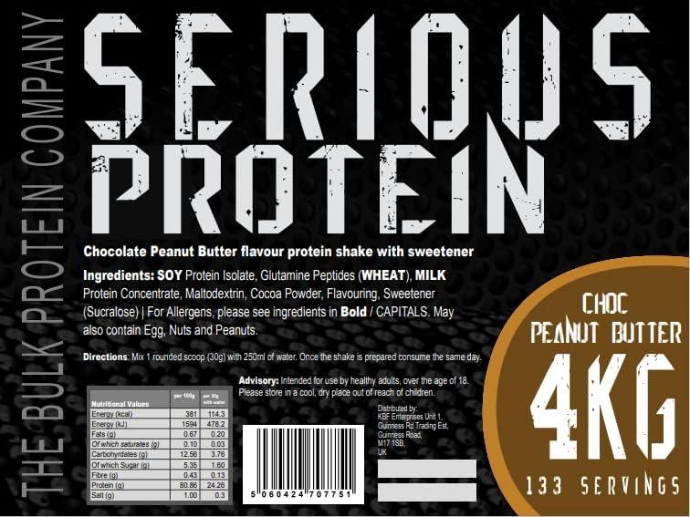 The Bulk Protein Company SERIOUS PROTEIN Whey Protein Powder 4kg Low Carb Supports Lean Muscle ...