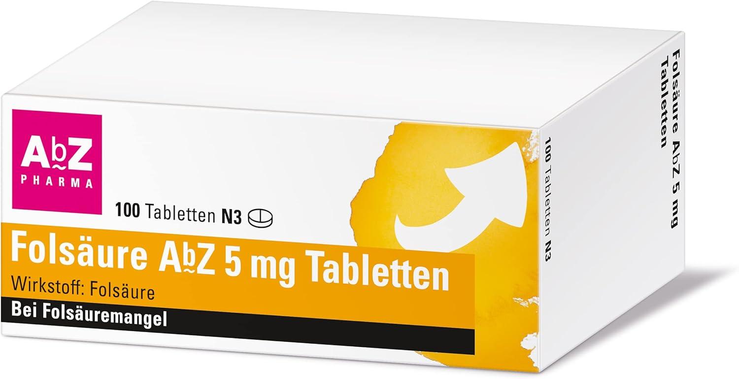 Folic Acid AbZ 5 mg Tablets - 100 Count | Support Folic Acid Deficiency ...