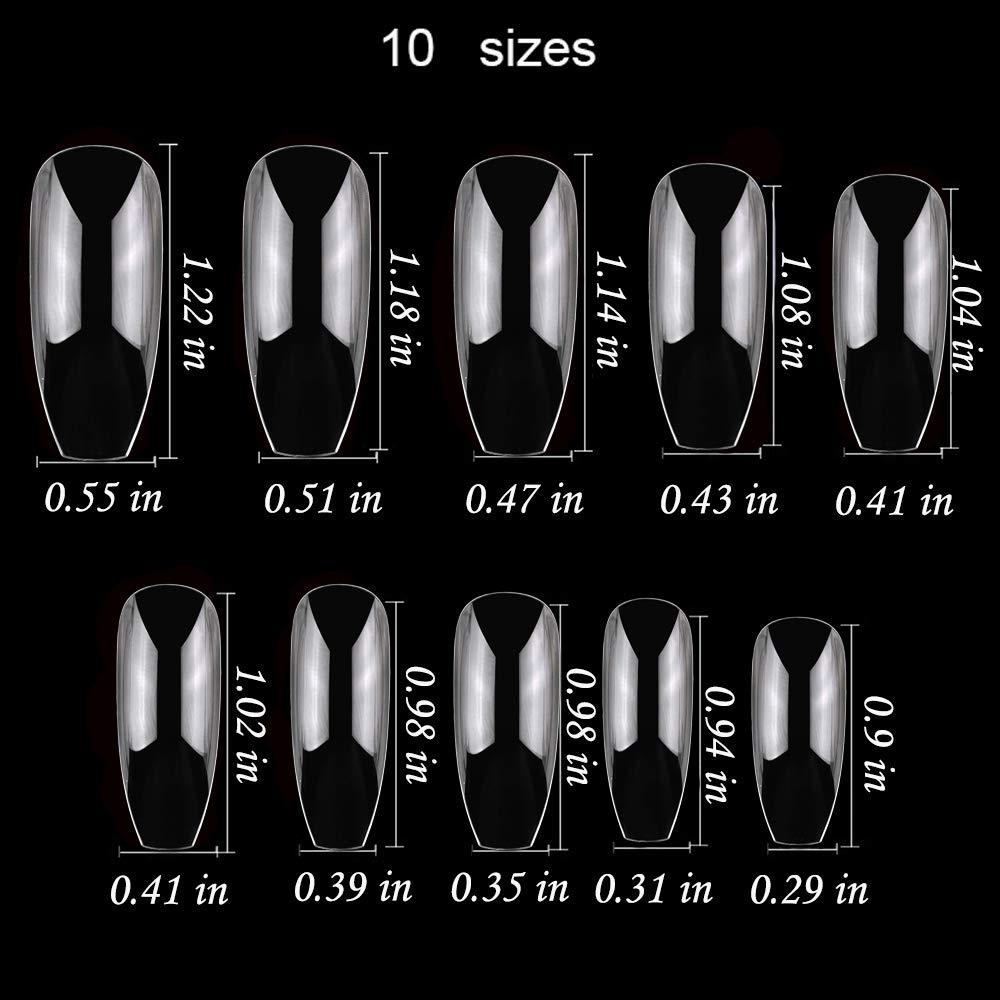 Fightart 600PC Artificial Fingernails - 10 Sizes Nail Tips for Salon ...