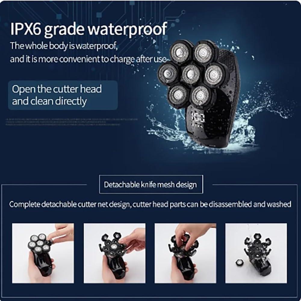 7D Electric Head Shaver for Bald Men - 6 in 1 Waterproof Grooming Kit ...