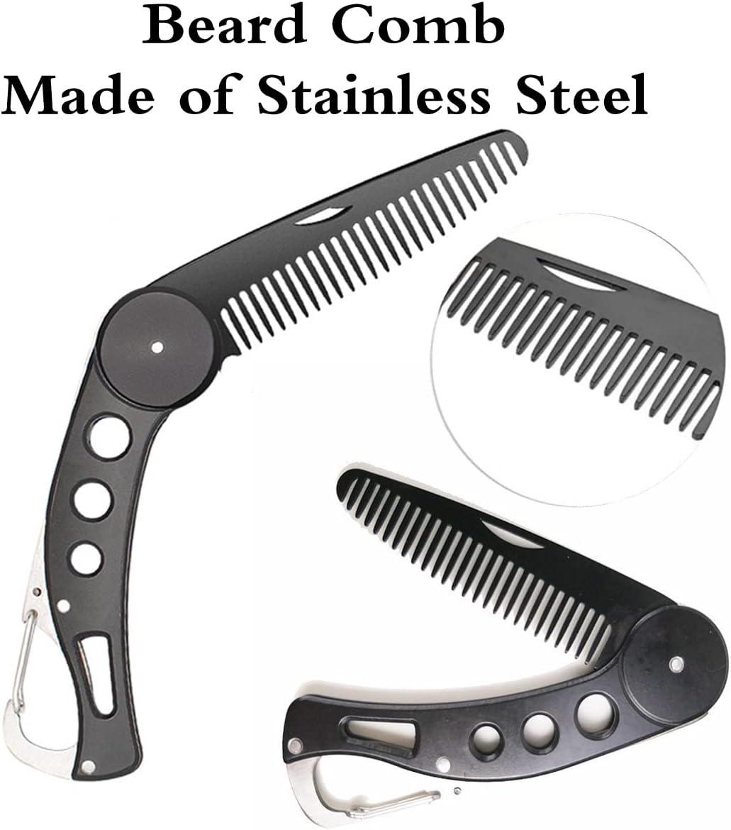 Stainless Steel Folding Beard Comb for Men - Anti-Static Pocket Comb ...