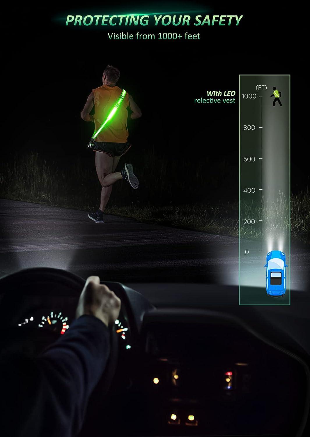 Ylzzrs LED Reflective Belt Sash Walking Gear Safety Lights for Walkers ...