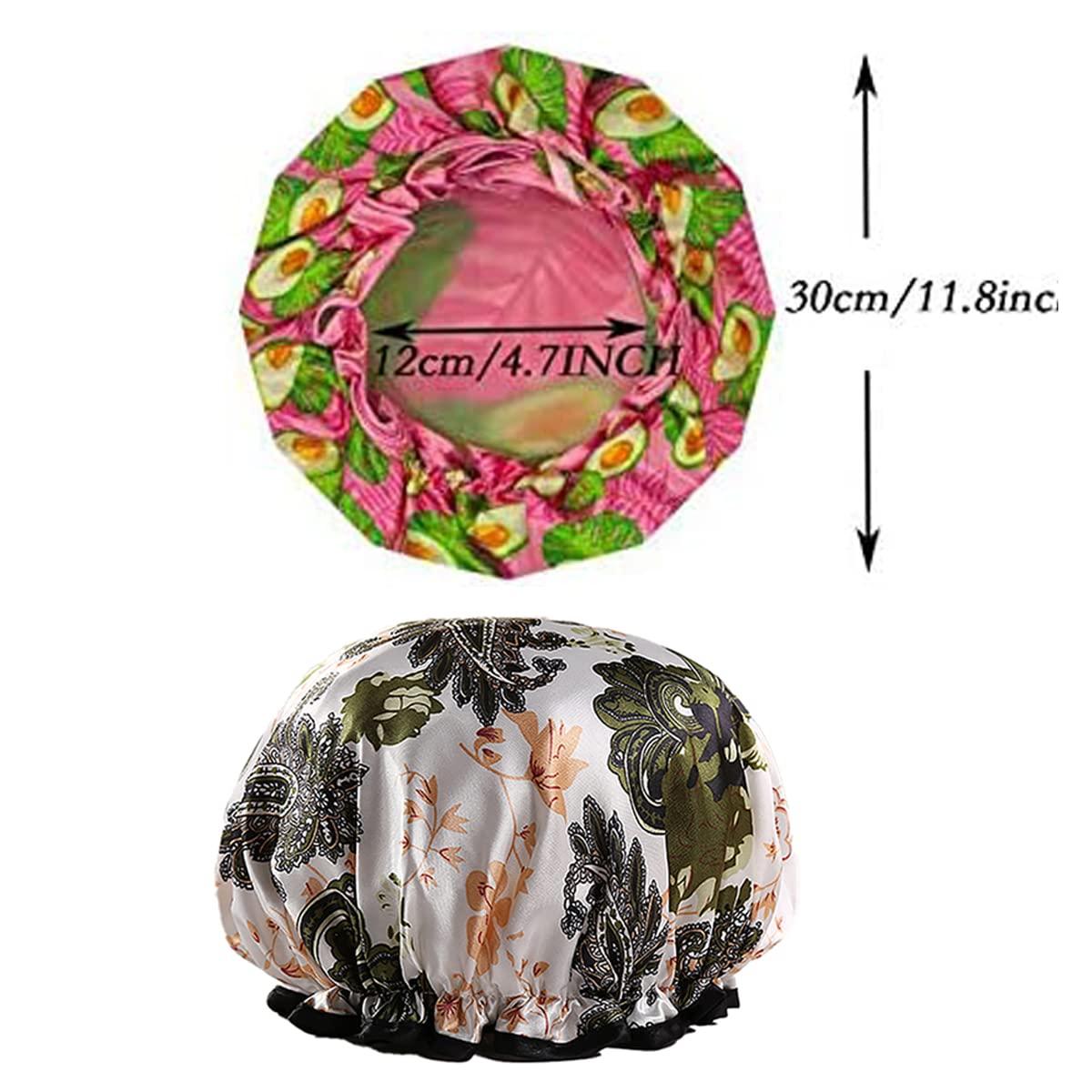 Lined Shower Cap 2 Pack - Satin Bonnet for Women - Reusable ...