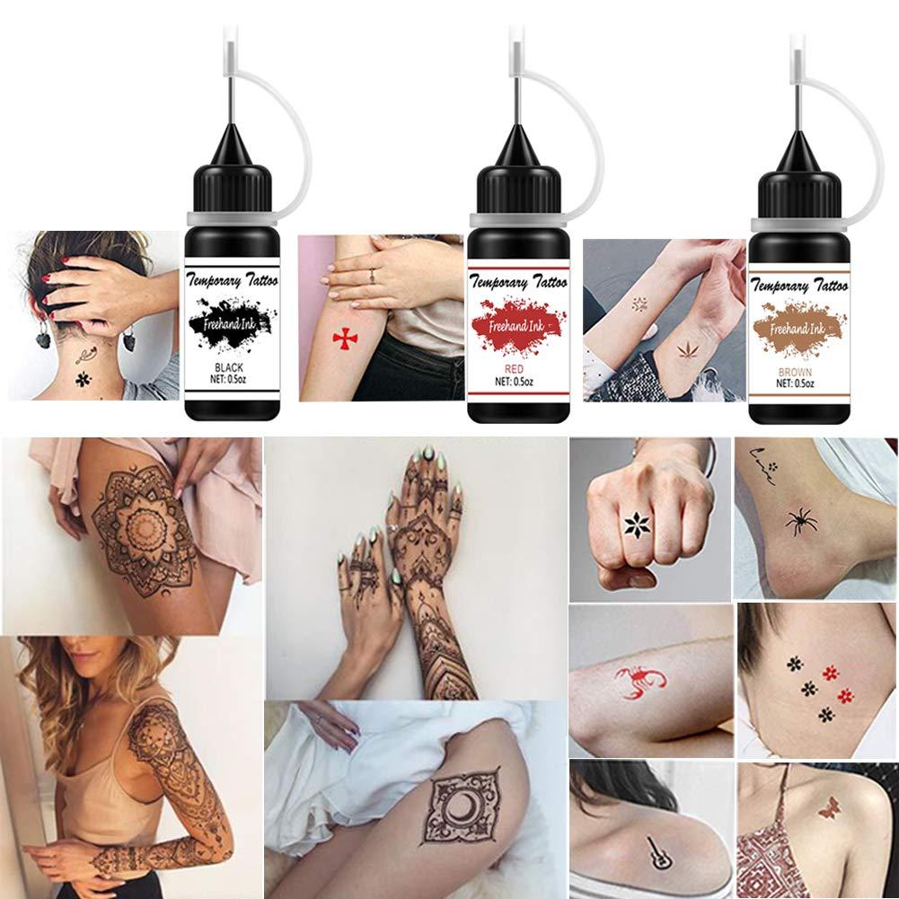 TOFD Temporary Tattoo Kit - Semi Permanent Freehand Ink for Body Art ...