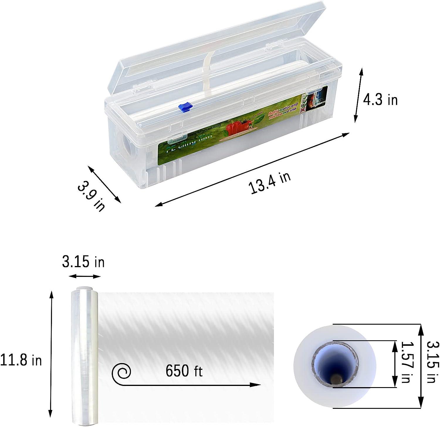 Refillable Plastic Wrap Dispenser with Slider Cutter - 12 inch 650 Ft ...
