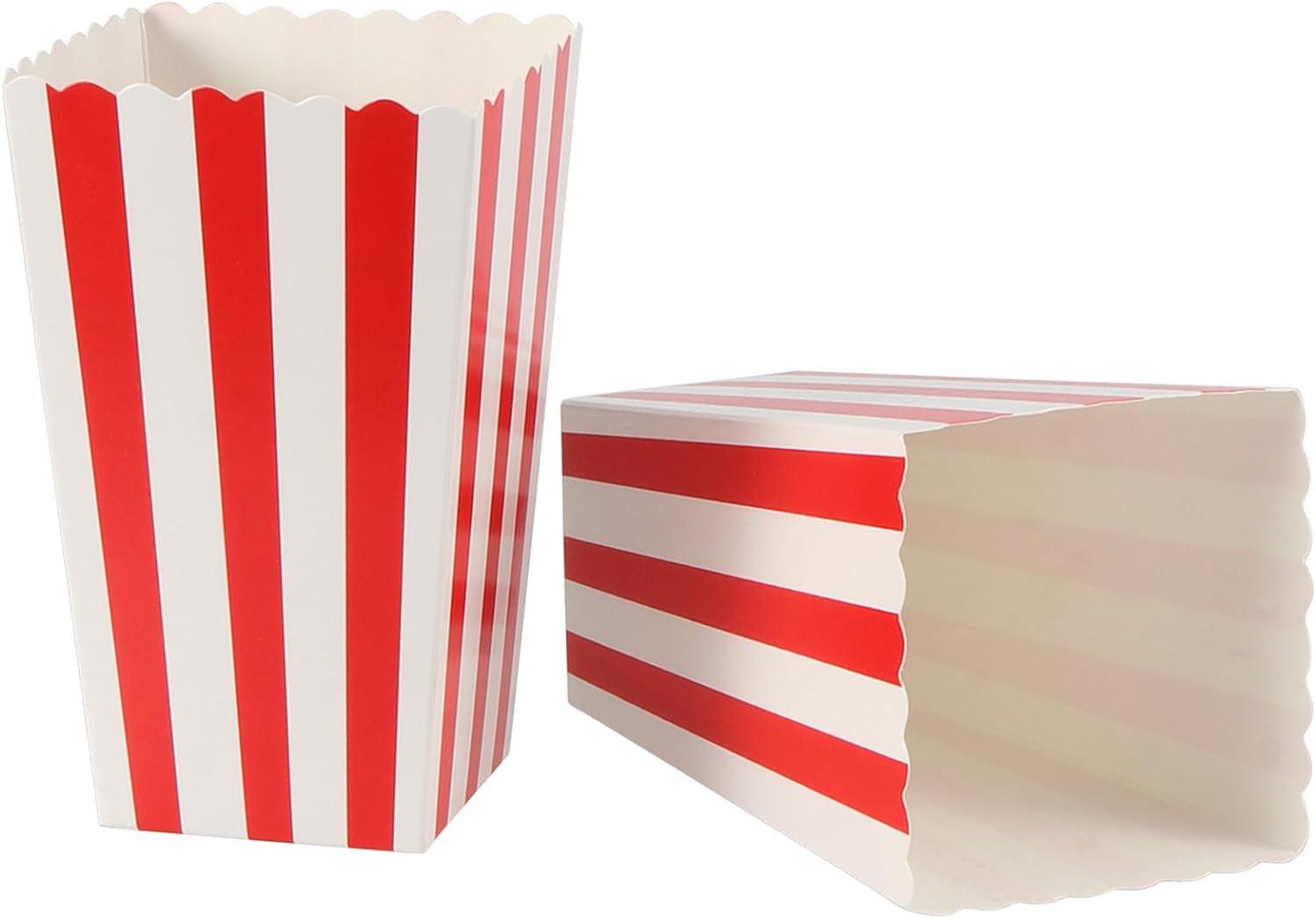 ZOENHOU Pack of 120 Popcorn Bags Red/White Striped Popcorn Bags Small ...
