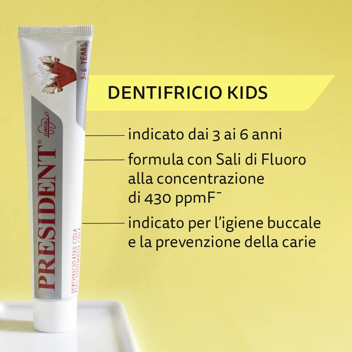 Buy President Kids Cola Toothpaste for Children 3-6 Years | Caries ...