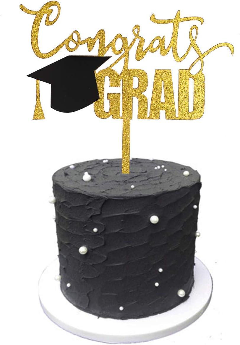 Gold Congrats Grad Cake Topper Acrylic Graduation Topper for Graduation ...