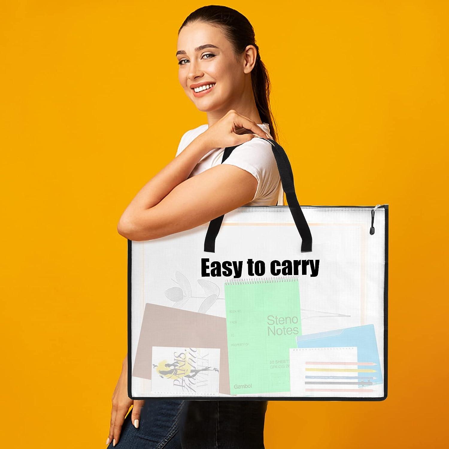 EOOUT 4pcs Art Portfolio Bags - 19x25 Inches, Zipper Closure, Handle ...